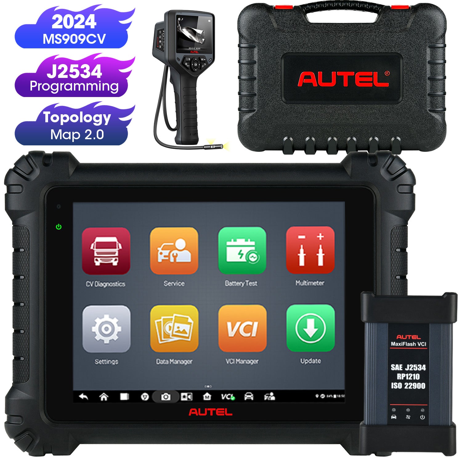 Autel MaxiSYS MS909CV 2024 Newest Heavy Duty Truck Diagnostic Scanner ...