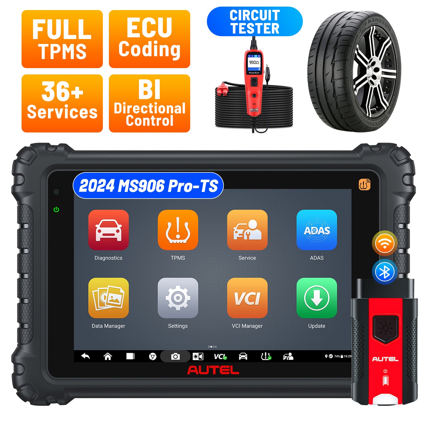 Autel MaxiSYS MS906 Pro-TS Diagnostic Scanner - Complete TPMS Function ...