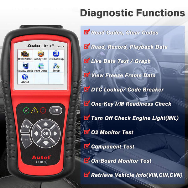 Autel Autolink AL519 OBDII/EOBD Check Engine Code Reader CAN Scanner ...